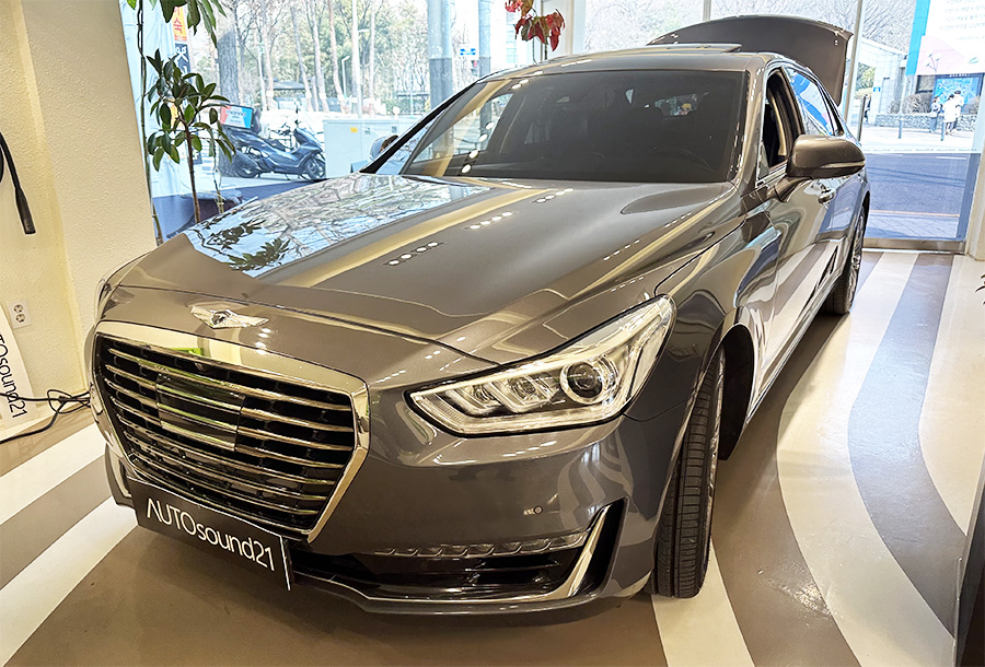 현대 제네시스 EQ900 2016년식 차량 전압 출렁임 현상을 잡기위해 하이브리드 파워켑 8F 을 장착합니다.